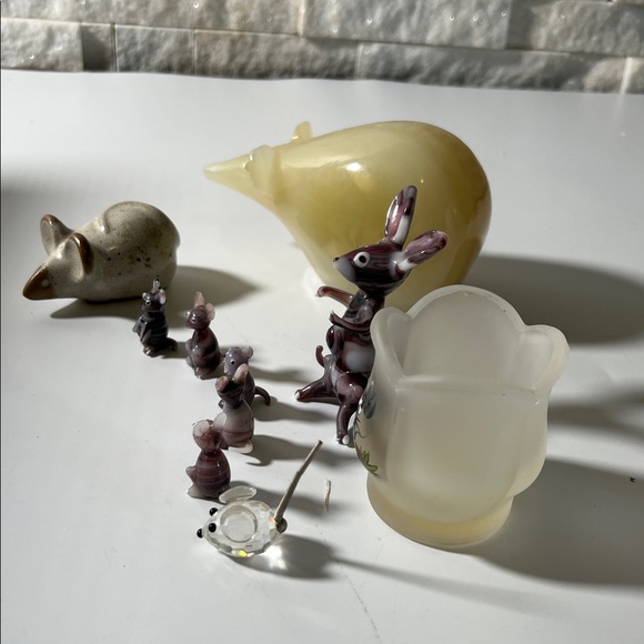 Accents | Lot 9 Elegant Glass Mouse Figurine Set Cream And Gray | Poshmark